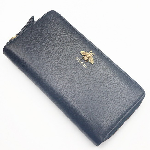 Gucci | Bags | Gucci Animalier Bee Leather Long Wallet Black Male H ...